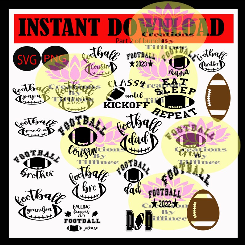 Large Football SVG and PNG Bundle - Etsy