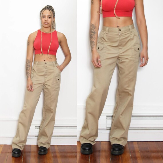 VINTAGE 90s 2000s TAN KHAKI Cargo Utility Canvas Style High VINTAGE 90s 2000s TAN KHAKI Cargo Utility Canvas Style High