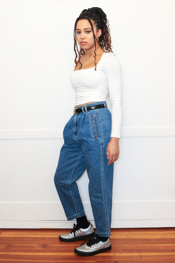 VINTAGE 90s High Waist Pleated Lizwear Denim Blue Jea… - Gem