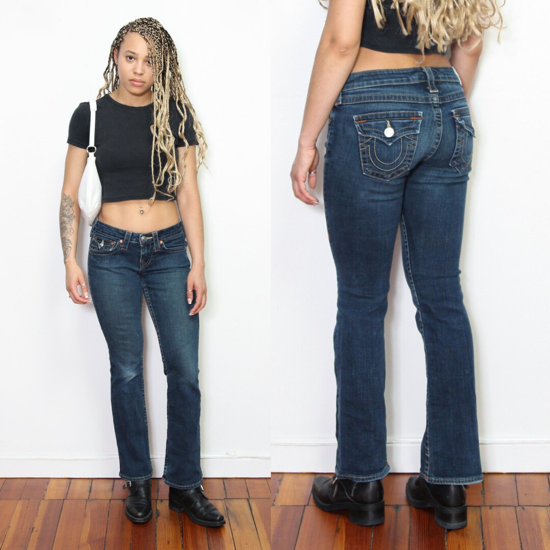 VINTAGE 2000s Y2K TRUE RELIGION Low Rise Waist Britney Blue Denim ...