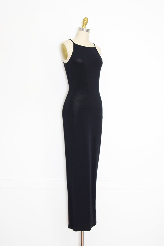 VINTAGE 90s Black Sexy Sheer Mesh Exposed Back Beaded… - Gem