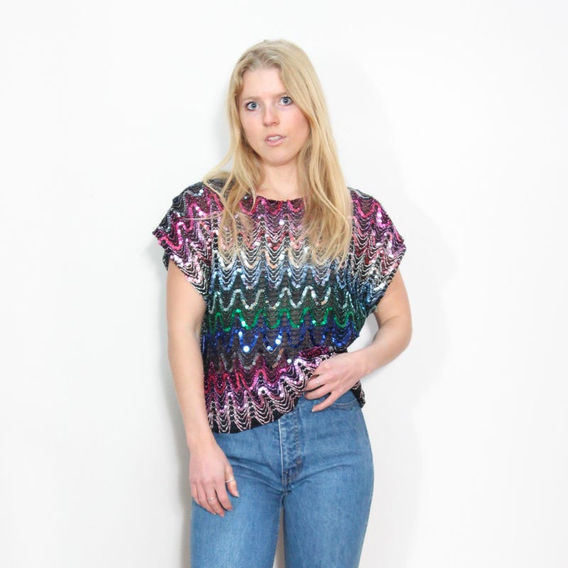 Rainbow Sequin Top - Etsy