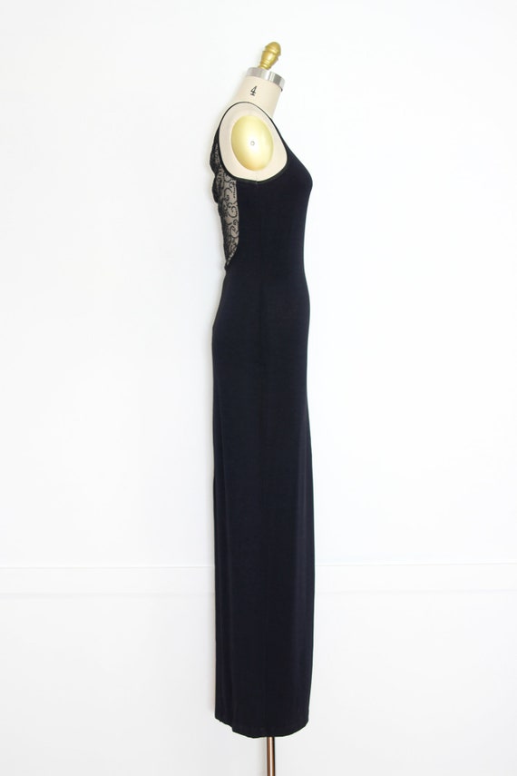 Vintage 90s Black Sexy Sheer Mesh Exposed Back Beaded Gem