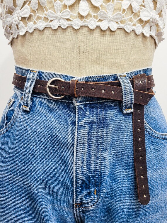 vintage brown rocker belt - Gem