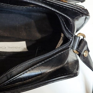 VINTAGE 90s Black CASUAL CORNER Leather Structured Geometric Shape Gold ...