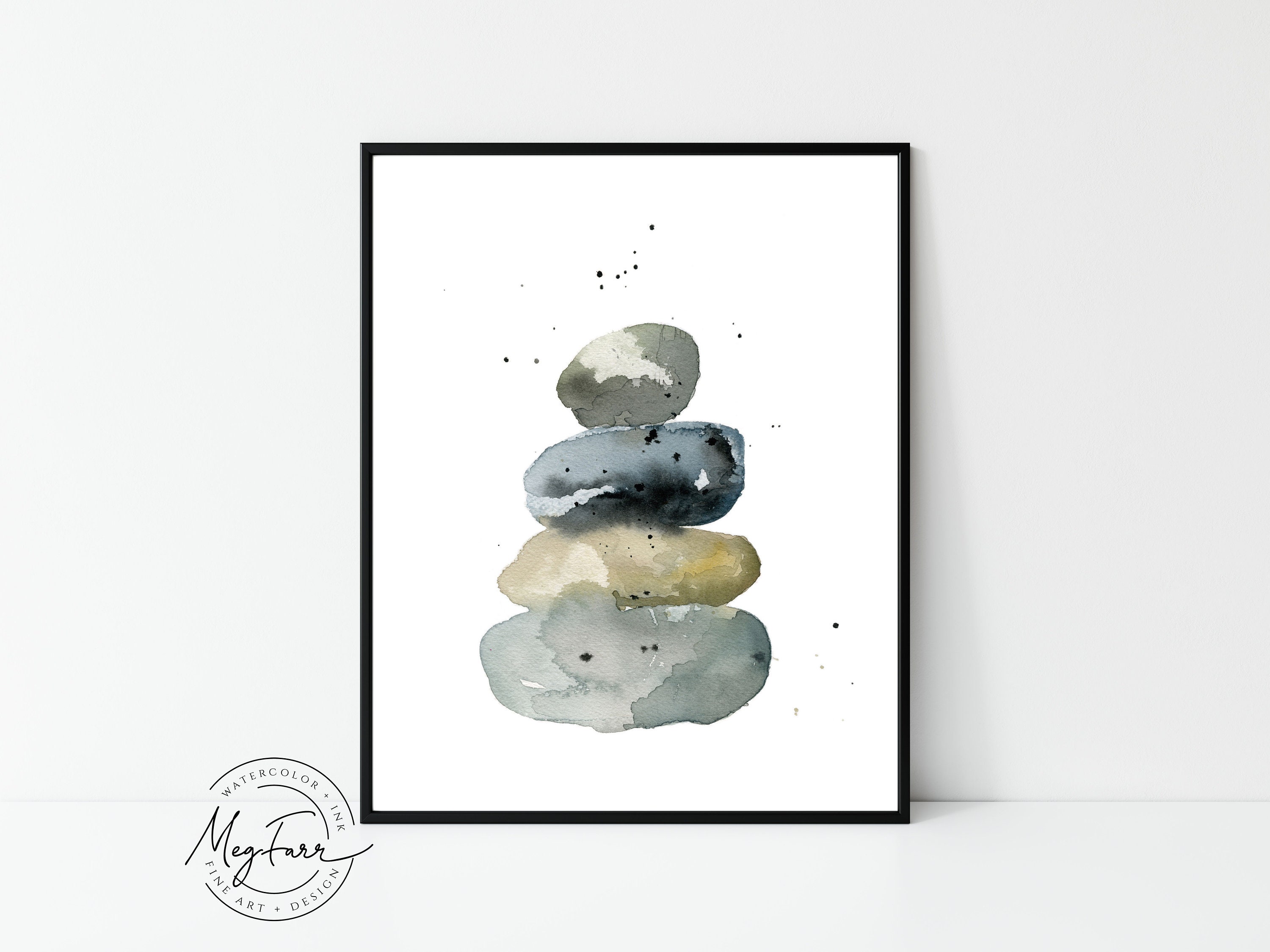 Ebenezer Stones Watercolor Stacked Stones Print 5x7 - Etsy