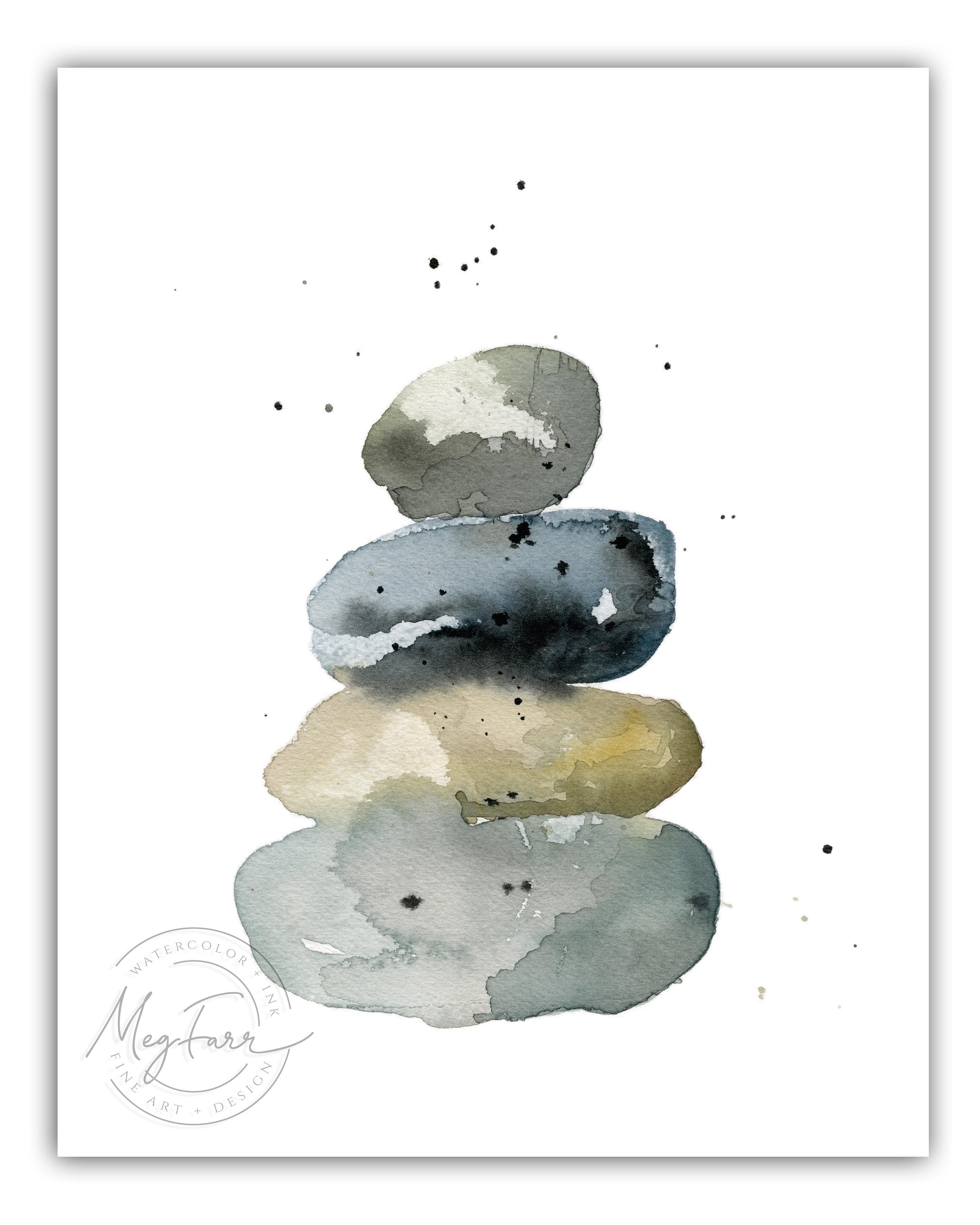 Ebenezer Stones Watercolor Stacked Stones Print 5x7 - Etsy