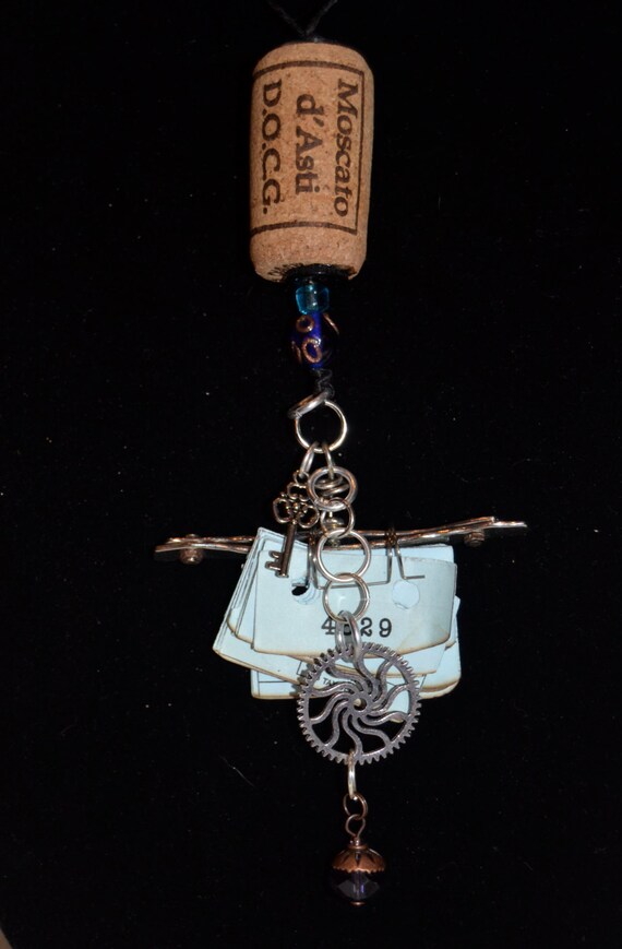 Items similar to Steampunk inspired wine charm with tattered receipt ...