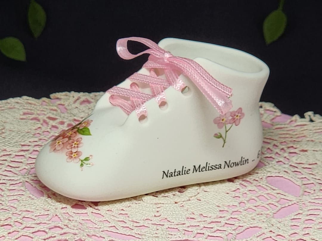 Personalized Porcelain Baby Shoe Includes Baby's Full Birth Information ...