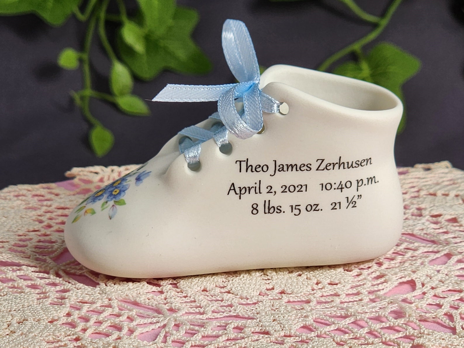 Personalized Porcelain Baby Shoe: Birth Information Keepsake - Etsy