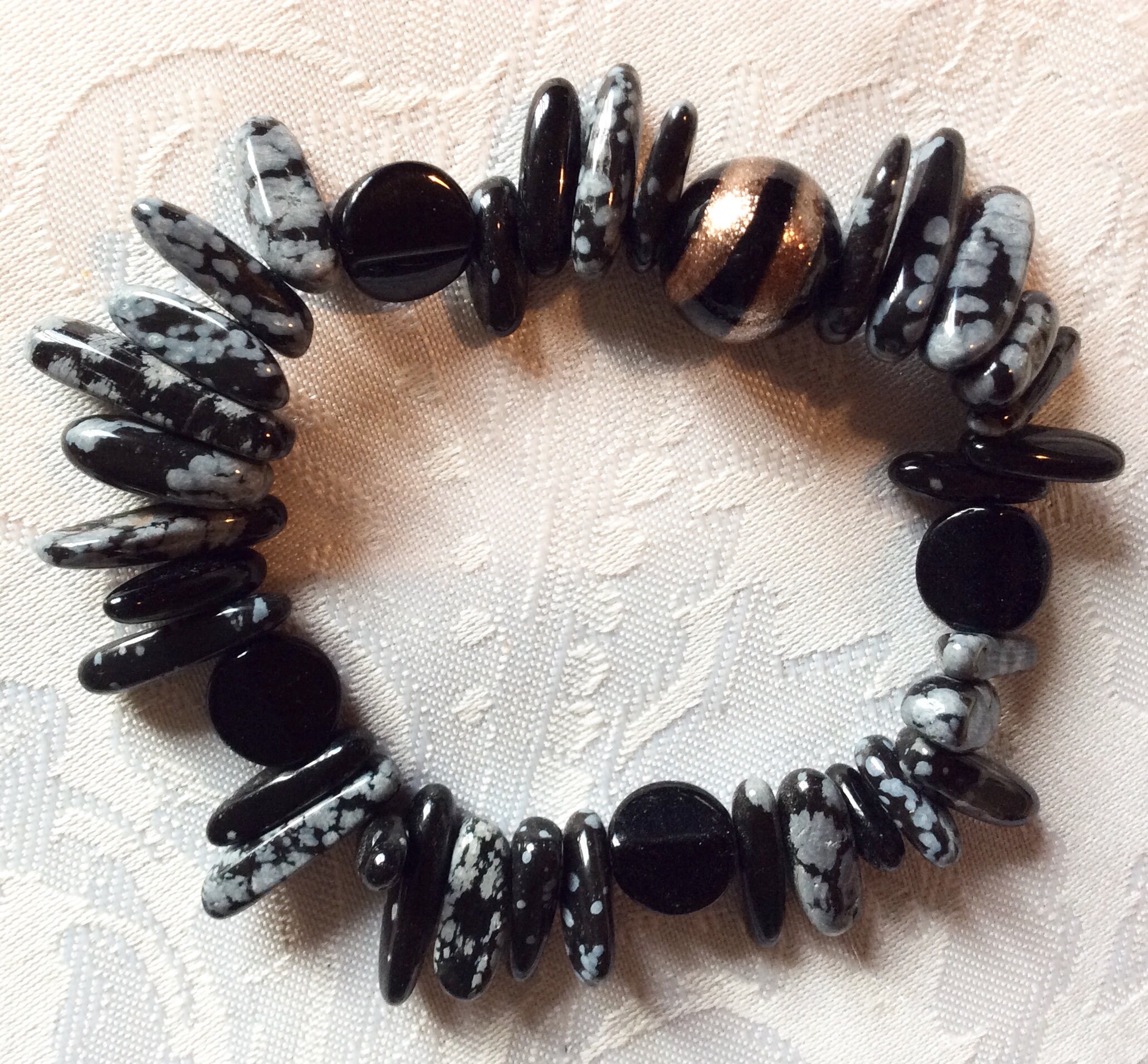 Fun Snowflake Obsidian Agate Bracelets - Etsy Denmark