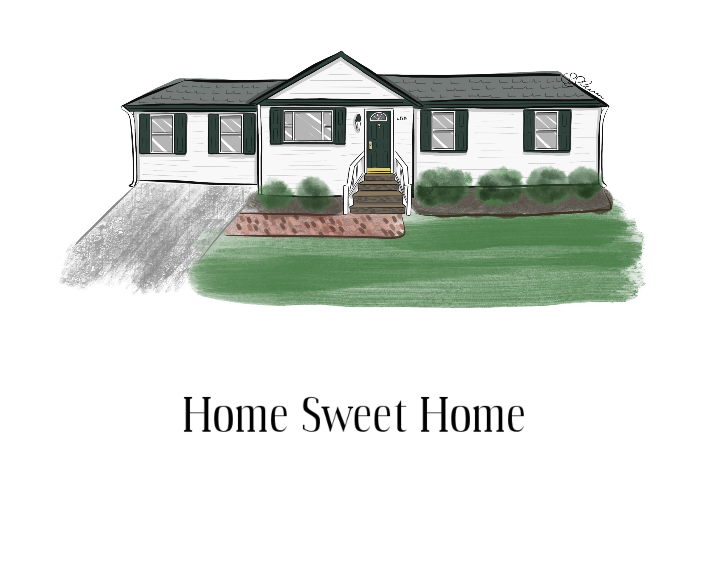Custom House Illustration House Drawing Home Sweet Home | Etsy