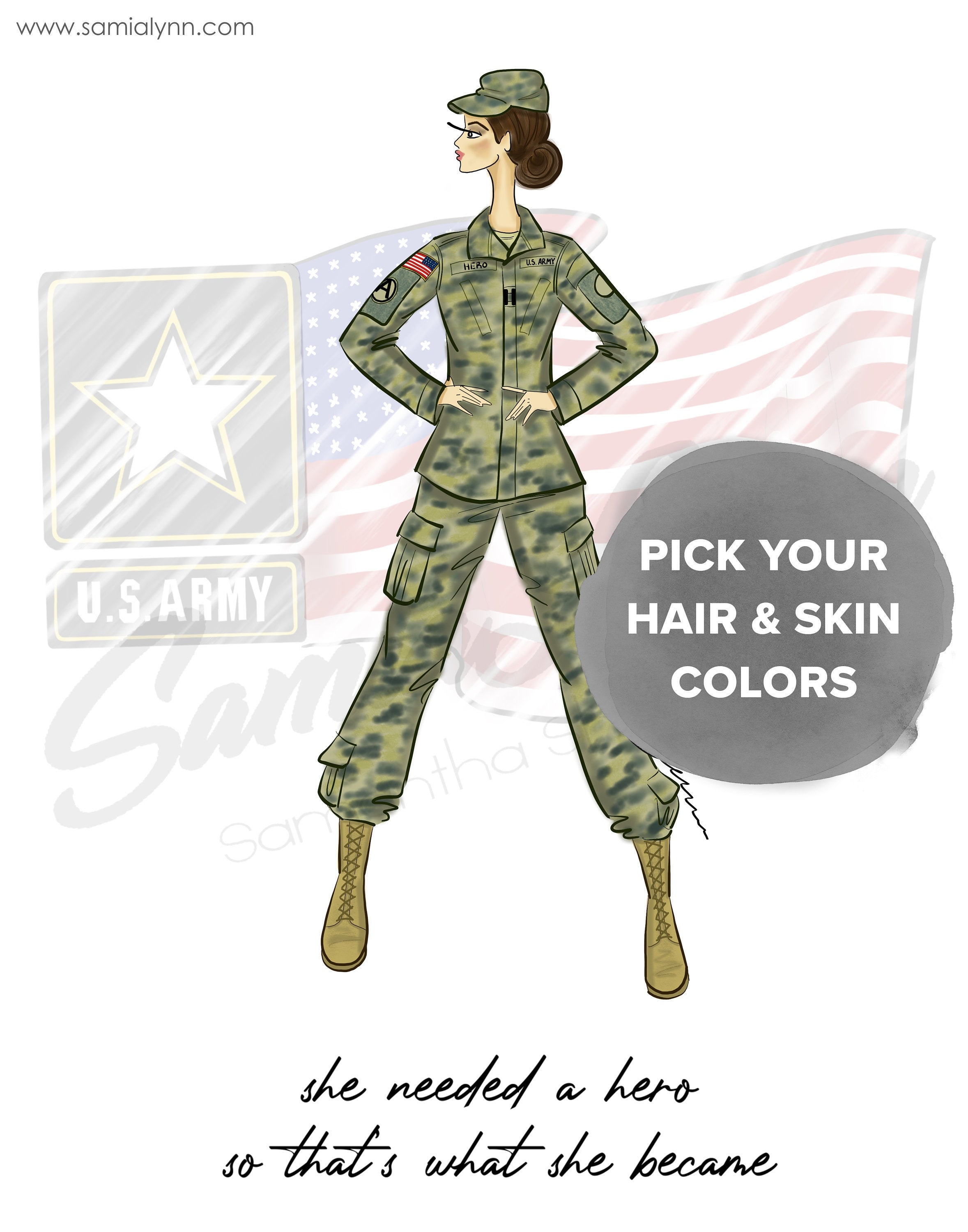 Female Army Officer Cartoon