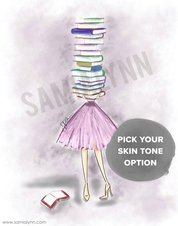 Book Print Bookworm Book Lover Gift for Her Wall Art | Etsy