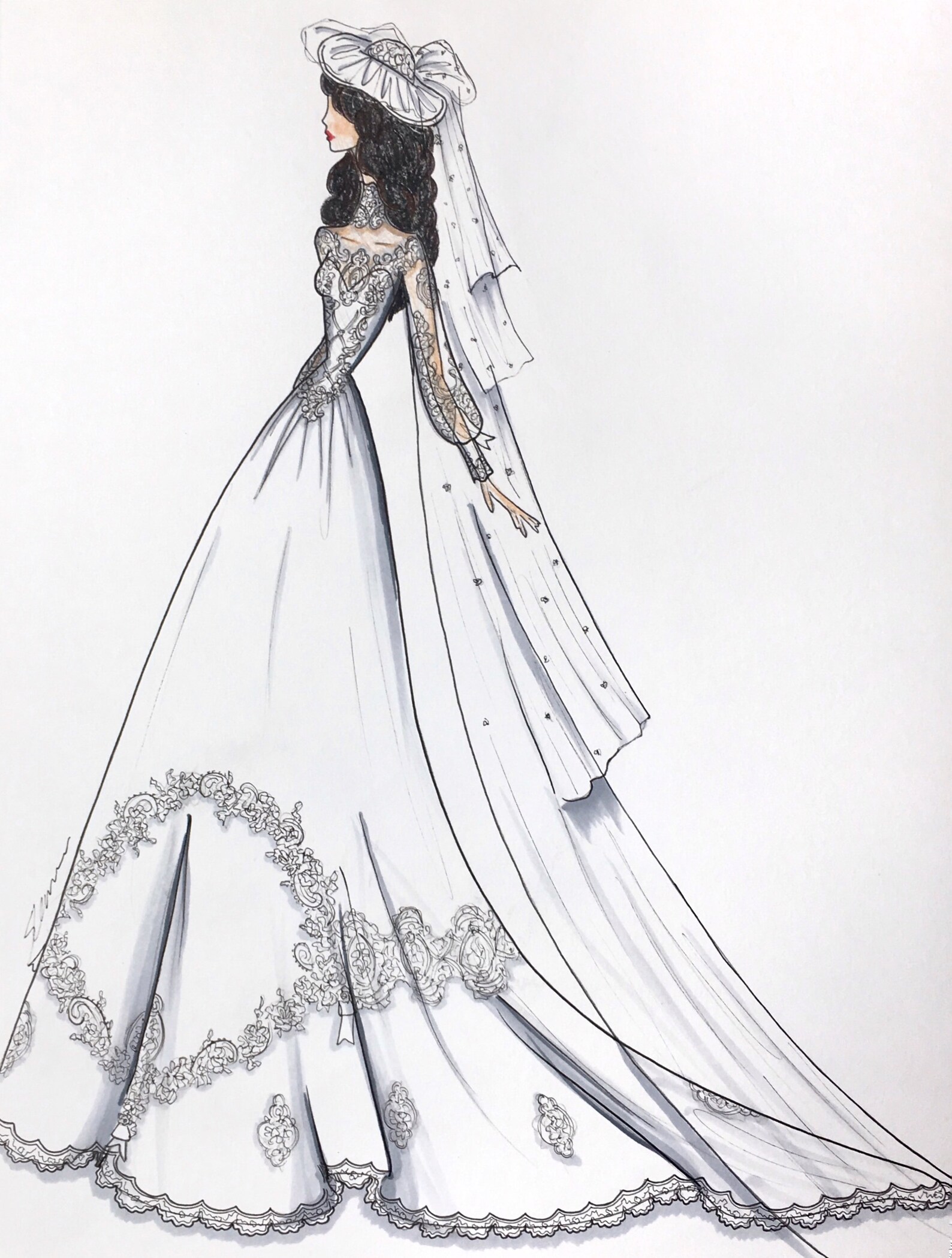 Custom Bride Illustration Dress Drawing Bride Bridal - Etsy