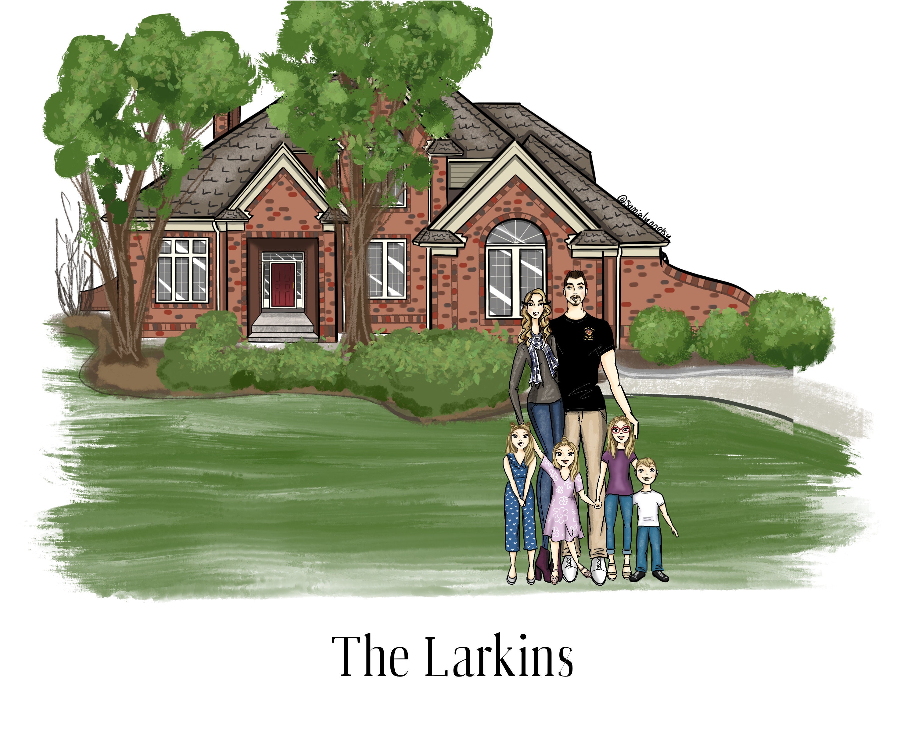 Custom Family Illustration - Custom Portrait - Sketch of Family ...