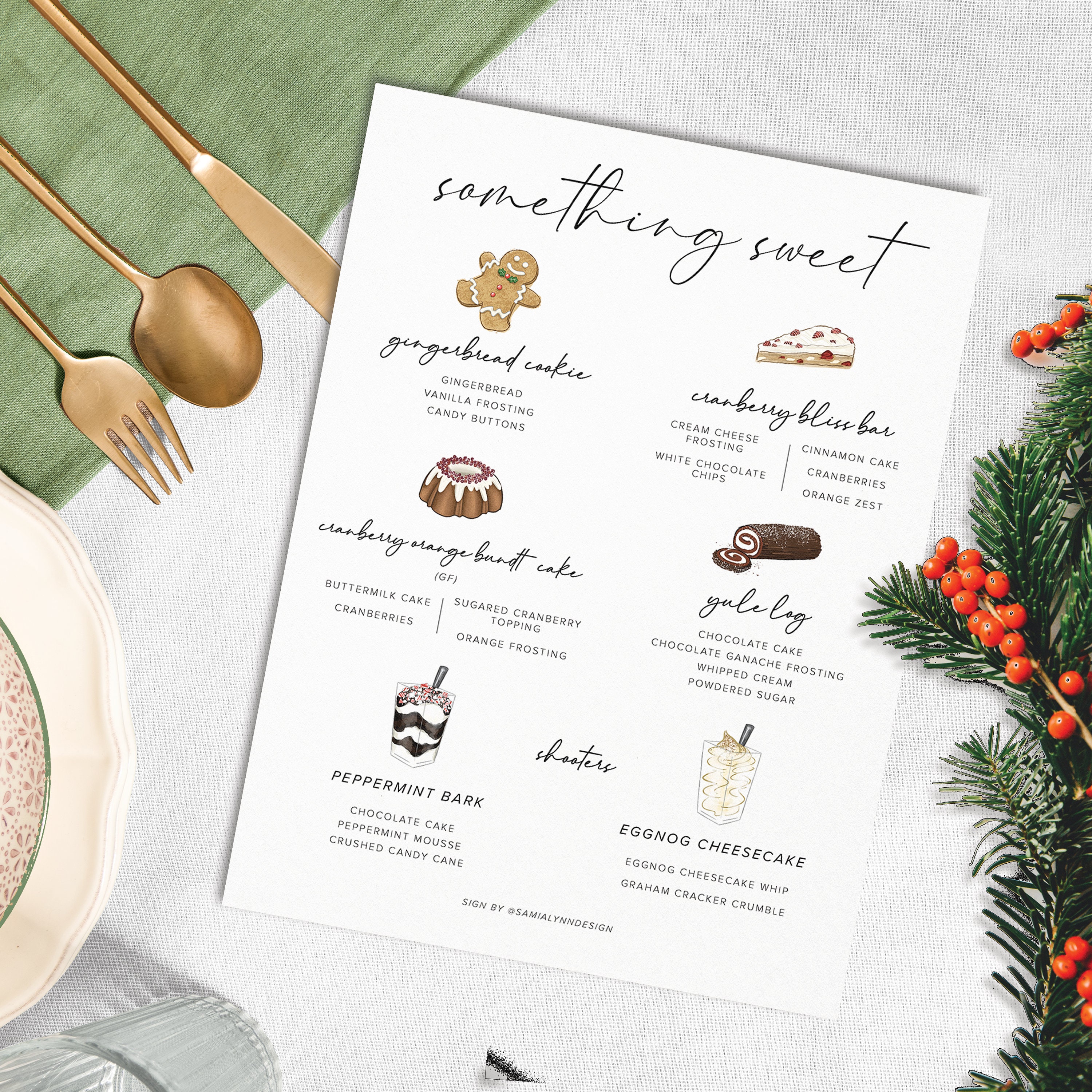 Custom Holiday Menu Sign - Food Menu Print - Holiday Party Menu ...