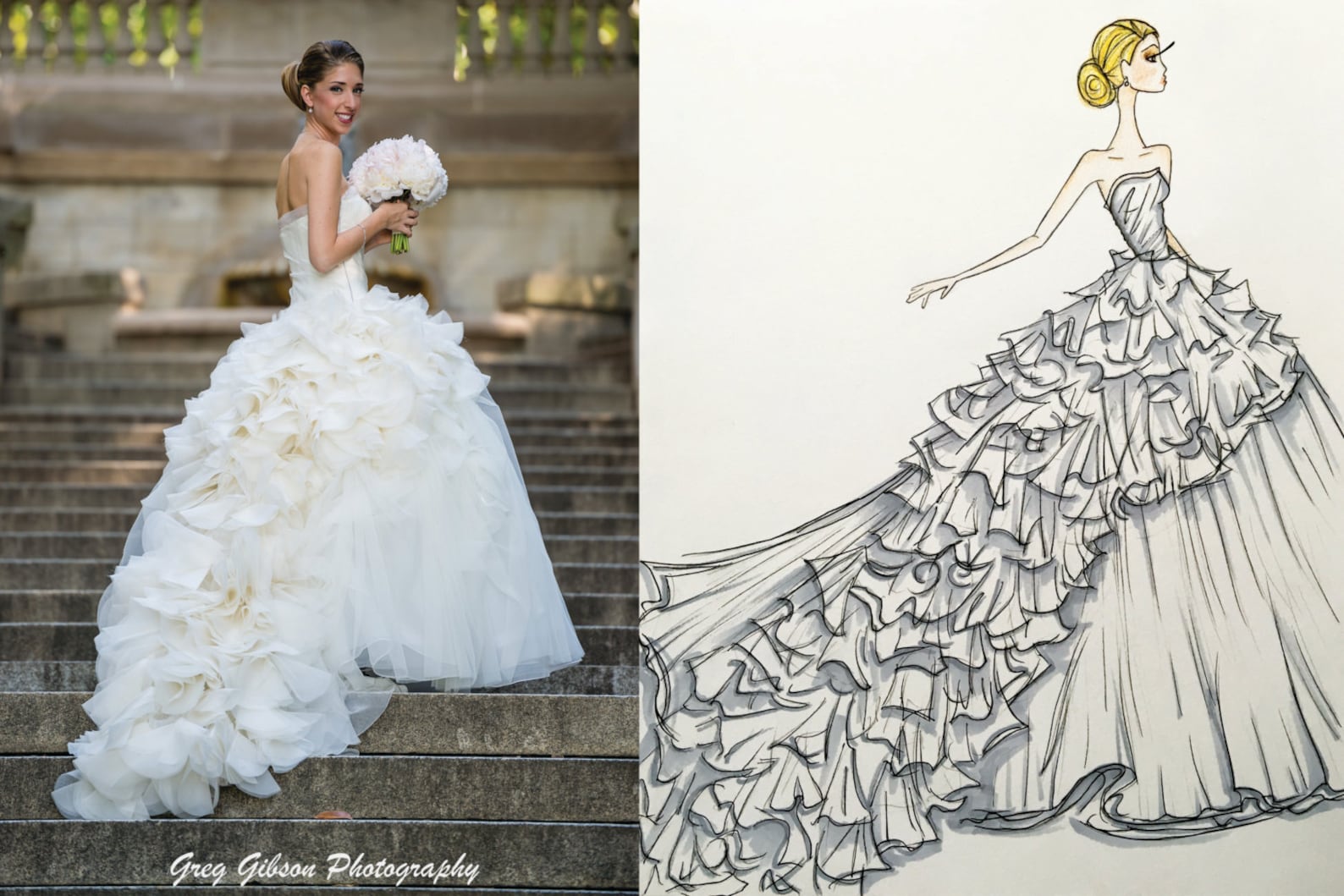 Custom Bride Illustration Dress Drawing Bride Bridal | Etsy