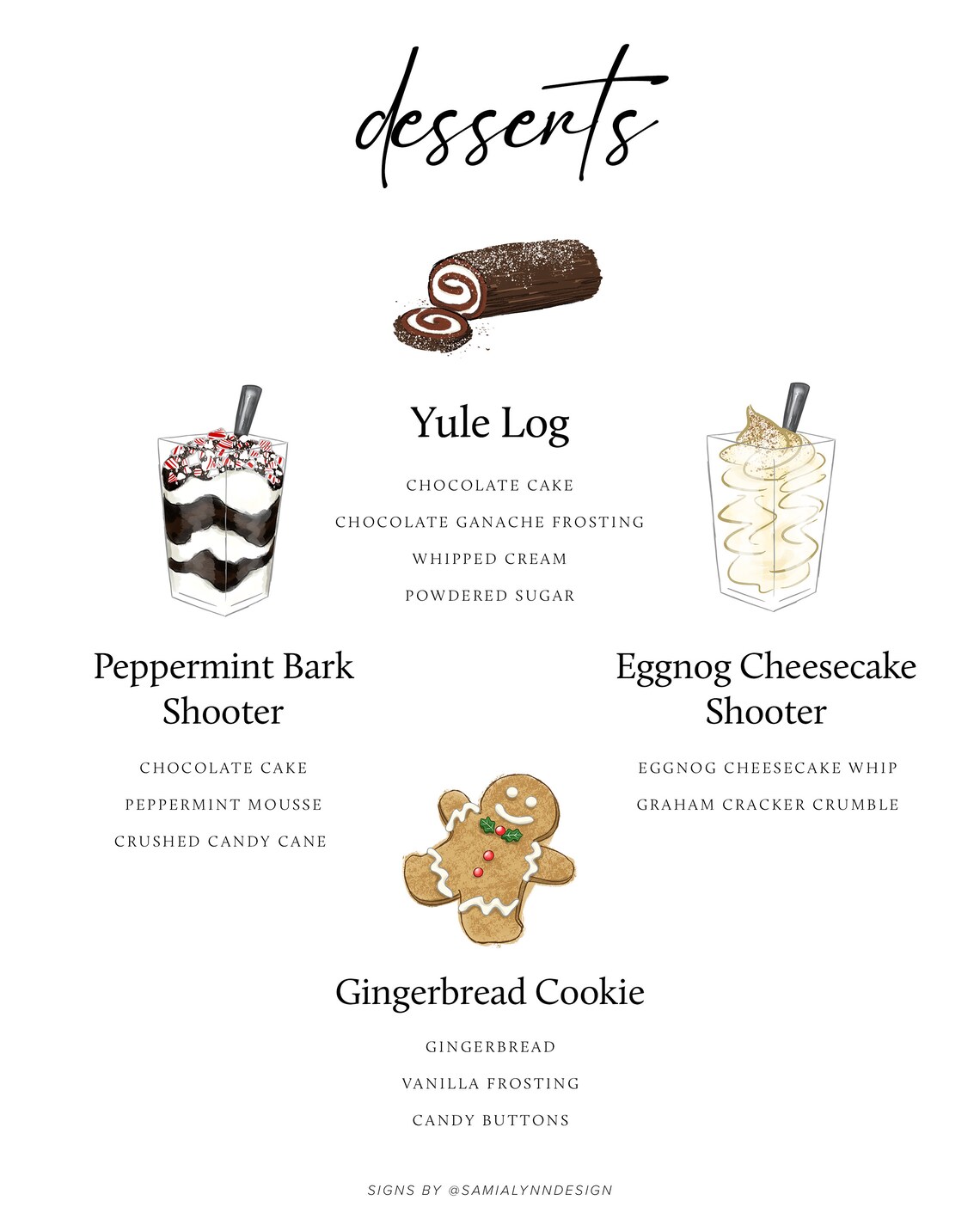 Custom Holiday Menu Sign - Food Menu Print - Holiday Party Menu ...