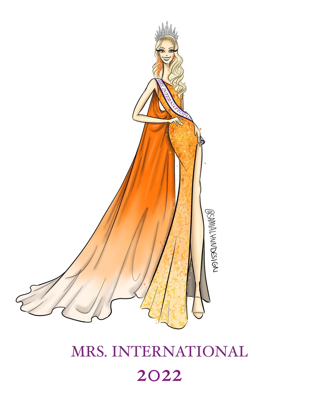 Custom Pageant Illustration - Pageant Queen - Titleholder Drawing ...