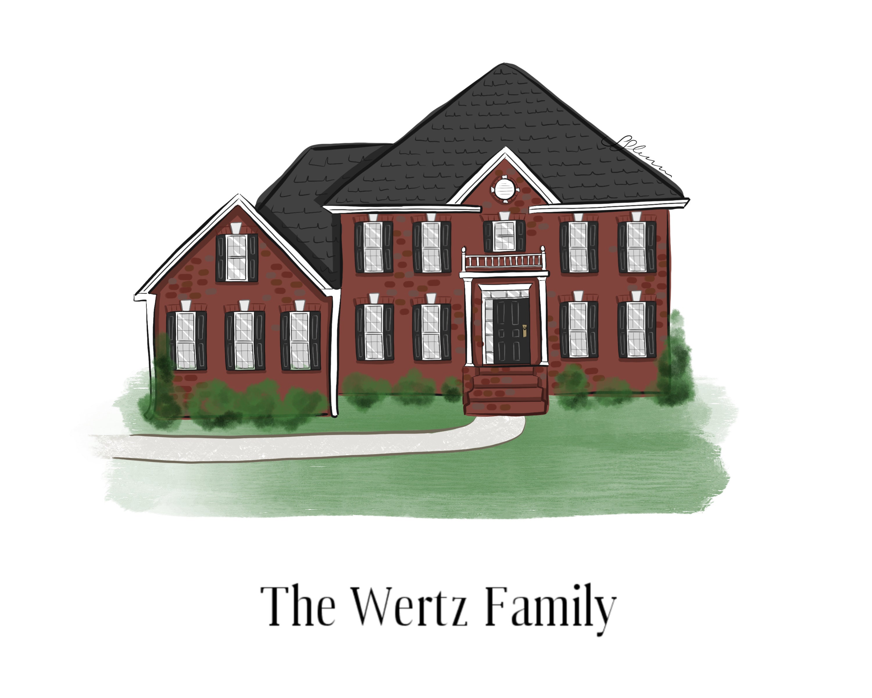 Custom House Illustration House Drawing Home Sweet Home | Etsy