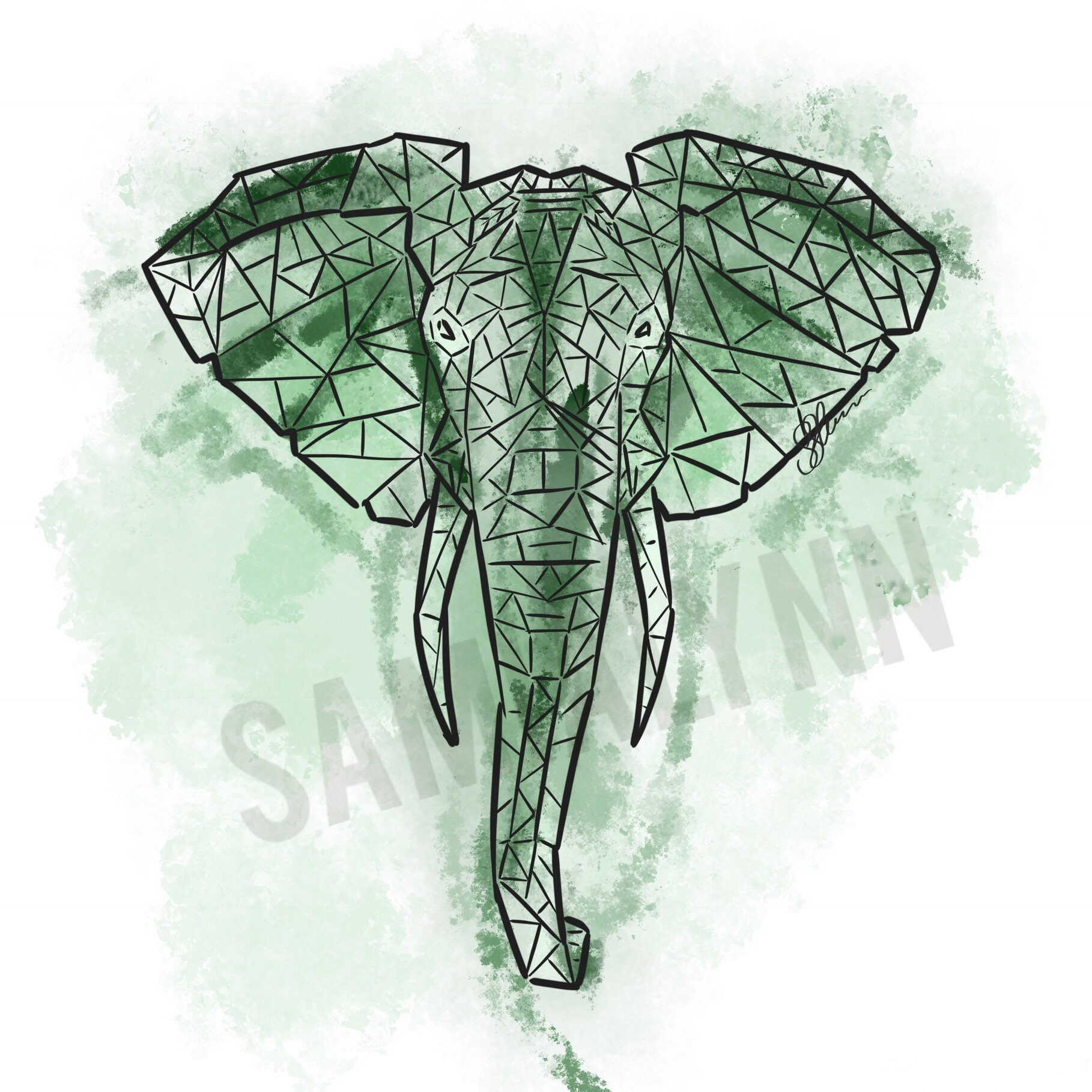 Elephant Illustration Geometric Art Elephant Decor - Etsy UK