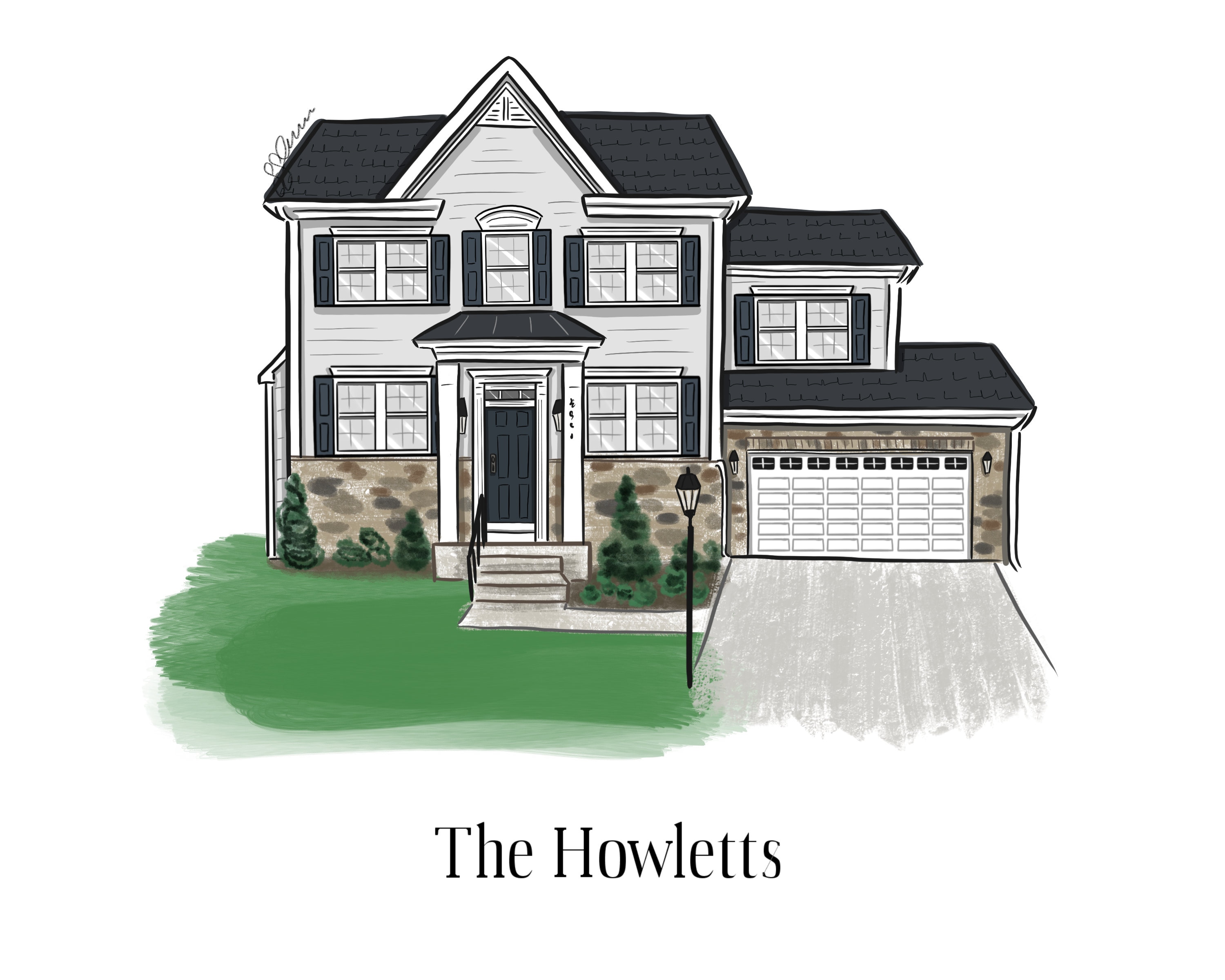 Custom House Illustration House Drawing Home Sweet Home | Etsy