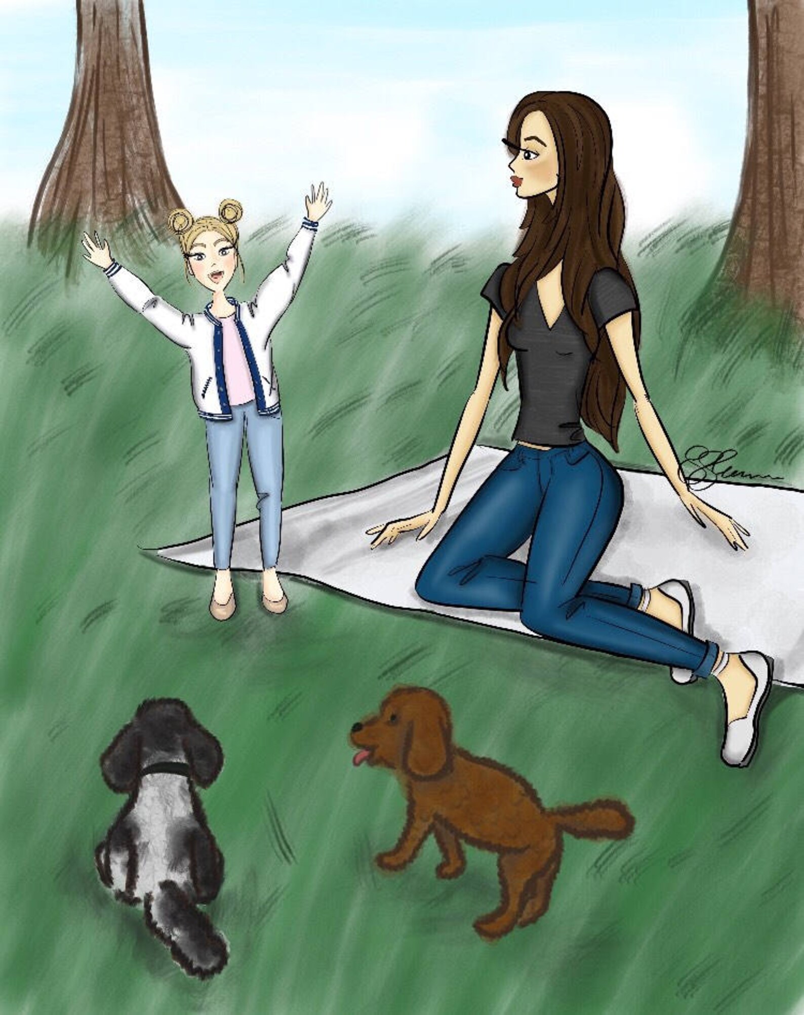 Custom People Illustration - Family Drawing - Children's Portrait ...