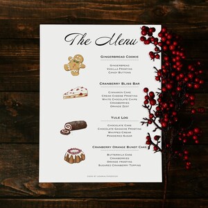 Custom Holiday Menu Sign - Food Menu Print - Holiday Party Menu ...