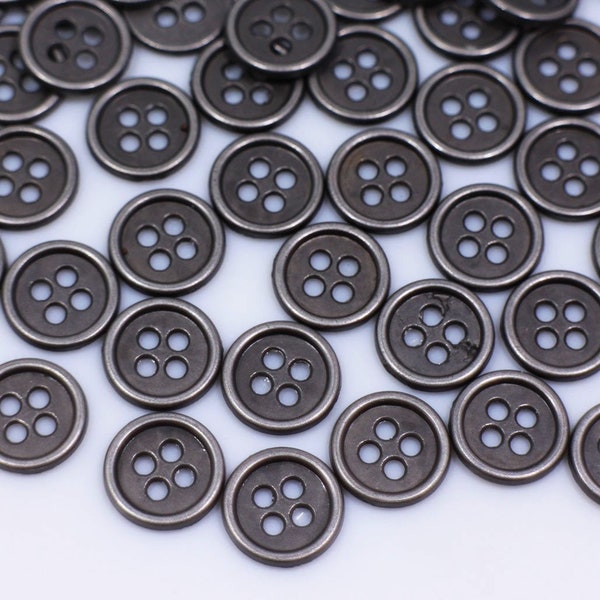 Round Metal Button Black - Etsy