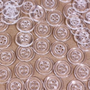 Clear Buttons, Transparent, Wide Edge, Made of Resin, Four Holes, for ...