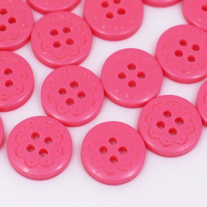 Pink Floral Button Hot Pink Flower Button Small Four Holes - Etsy