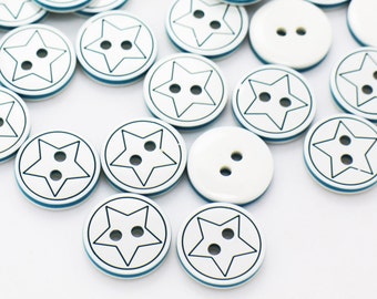 White Star Button - Etsy