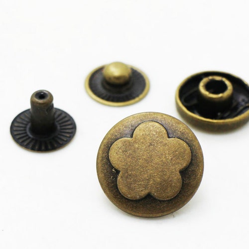 Flower Snap Buttons Floral Snap Fastener Antique Bronze - Etsy