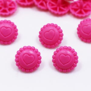 Pink Heart Snap Fastener, Bright Pink Snap Buttons, Flower Shaped Snap ...