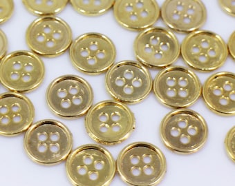 Flat Button 5/8 Round Metal Gold 6 Pack - Etsy