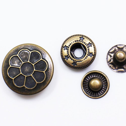 Flower Snap Buttons Floral Snap Fastener Antique Bronze - Etsy