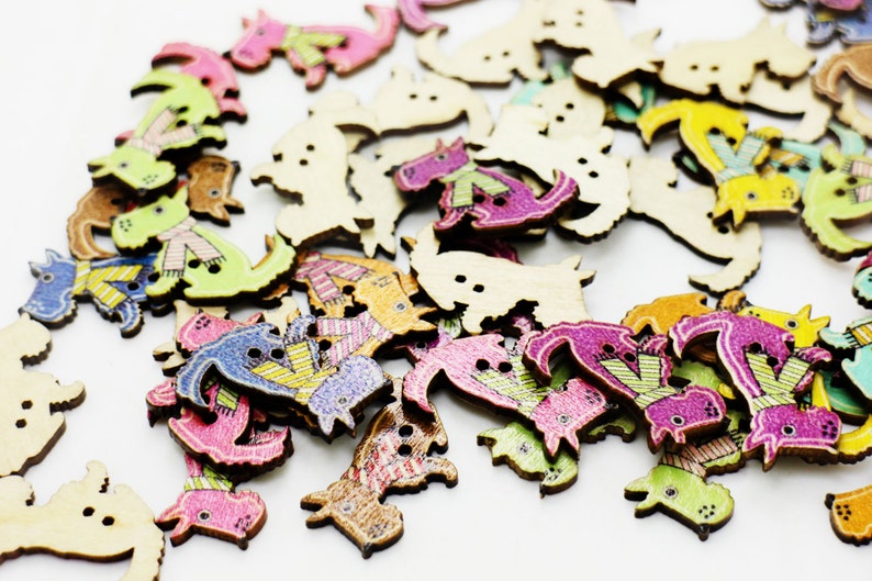 Dog Wood Button Cartoon Dogs Button Children Button Animal - Etsy