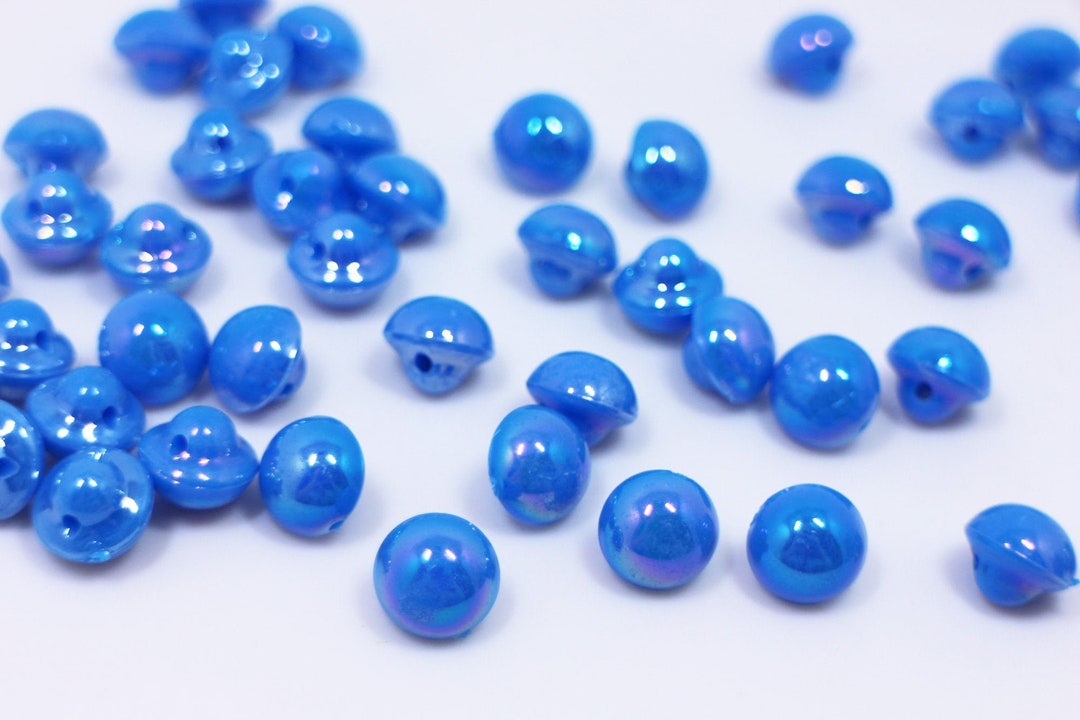 Holographic Blue Shank Buttons, Tunnel Shank, Shiny Finish, Mushroom ...
