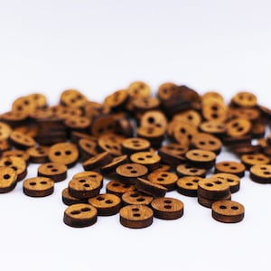 Extra Small Brown Wooden Button, 7mm, 0.27inch, Tiny Size, Natural ...