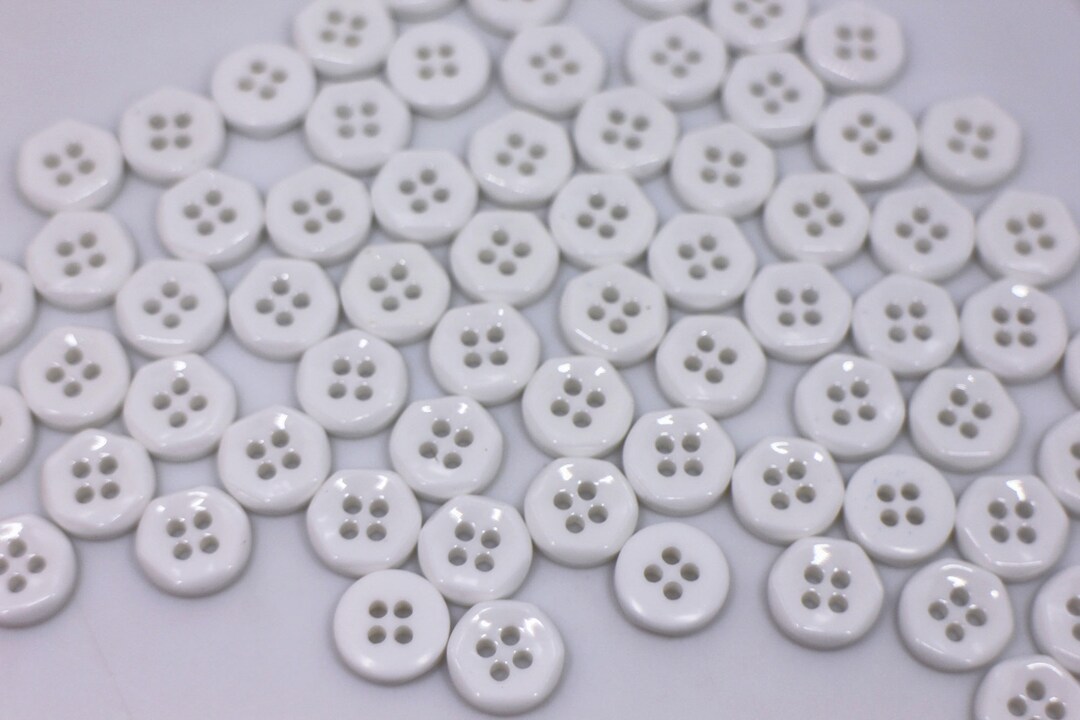 White Hexagon Edge Buttons, Glossy Finish, Round Shape, Unique Stylish ...