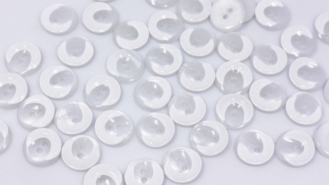 White Moon Button, Resin Buttons, Shiny White Button, Two Holes Sewing ...