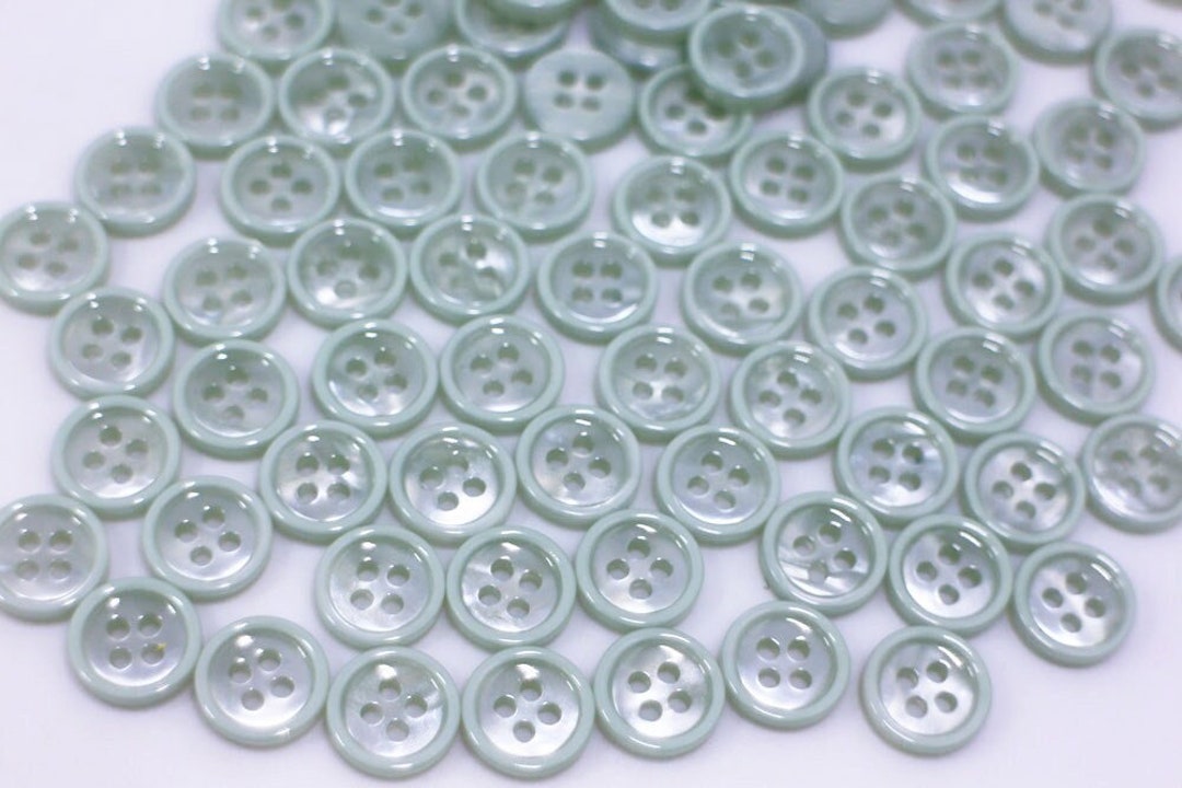 Light Green Buttons, Mint Green Color, High Shine, Shiny Finish, Four ...