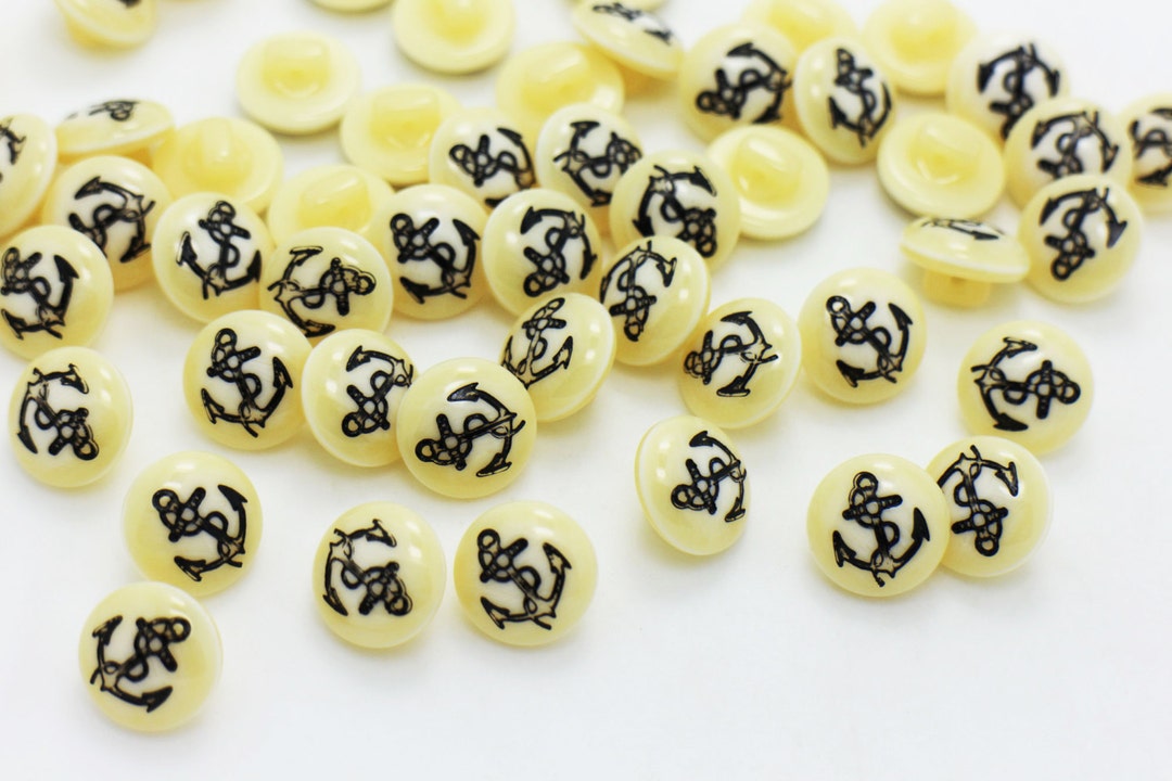 Anchor Shank Buttons, Cream White Color, Small Size, Sea Anchor ...