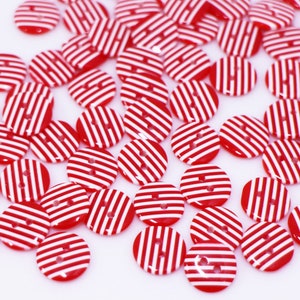 Red Striped Button, Red and White Color, Two Holes, Smooth Edge, for ...
