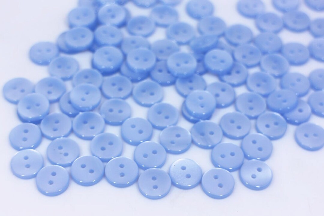 Light Blue Buttons, Shiny Finish, Bowl Shaped, Two Holes, for Men Shirt ...