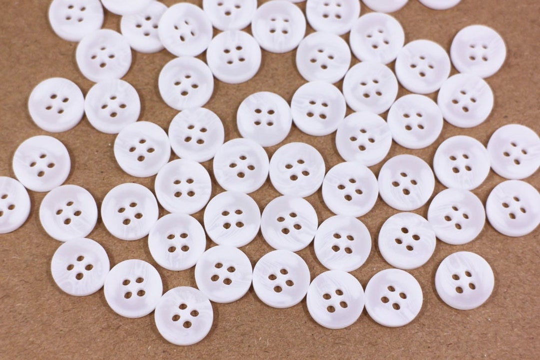 Matte White Buttons, Marble Pattern, Four Holes, Retro Style, for ...