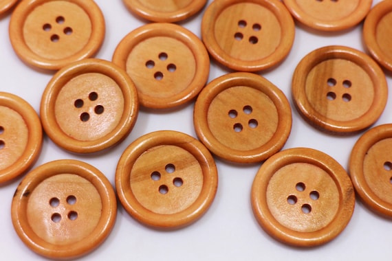 Large Brown Wooden Button Four Holes Button Wood Buttons | Etsy