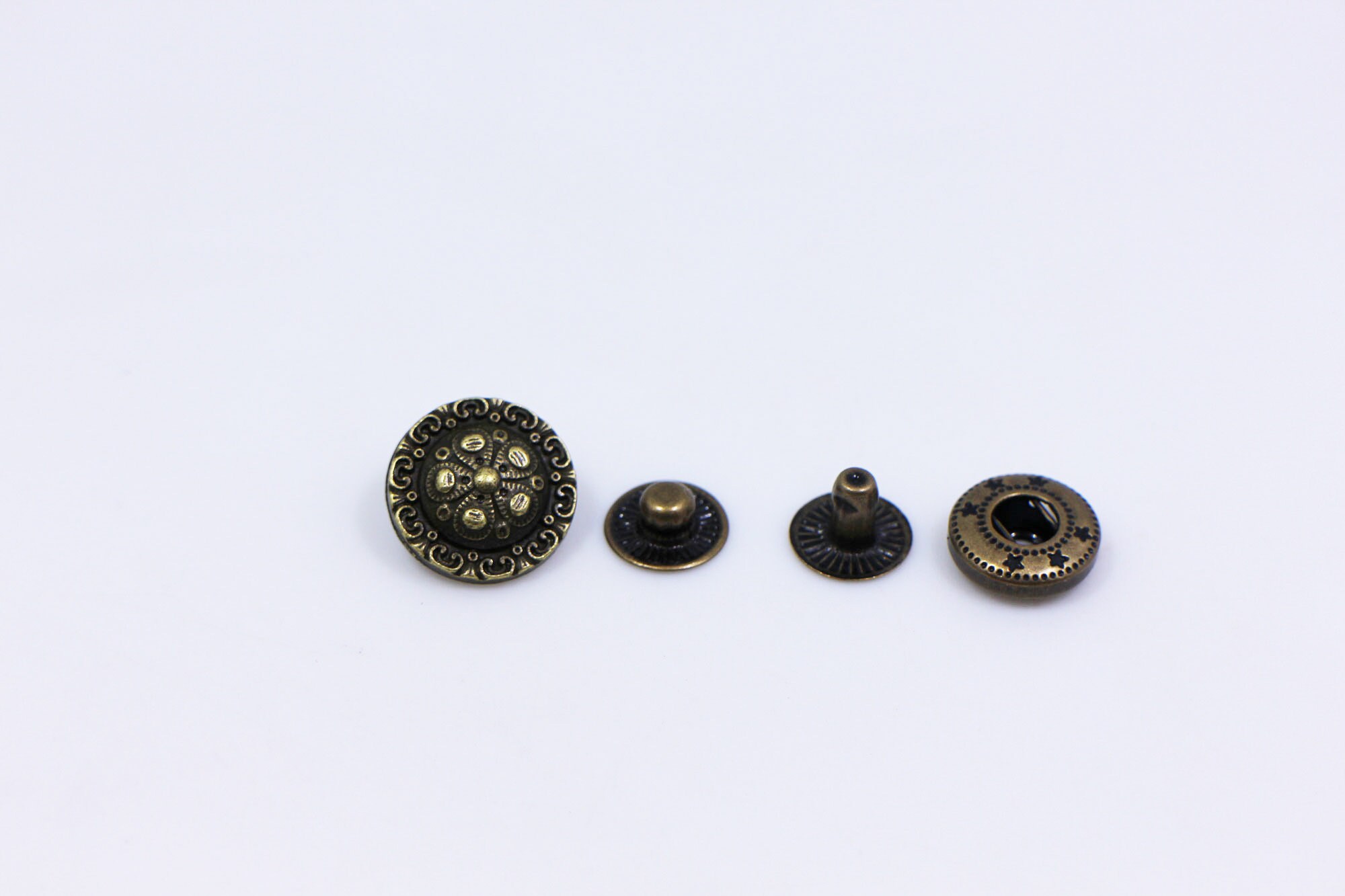 Flower Snap Fastener Button, Bronze Color, Upholstery Buttons, Metal ...