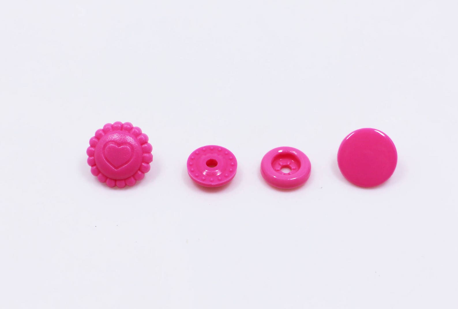 Pink Heart Snap Fastener, Bright Pink Snap Buttons, Flower Shaped Snap ...